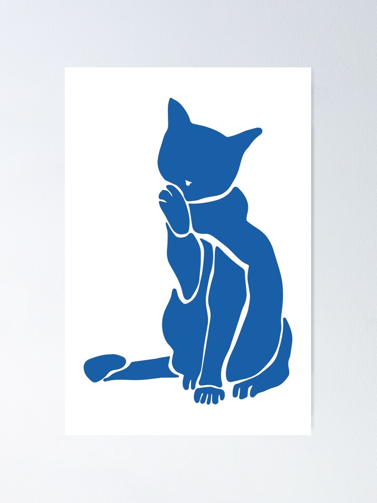 "Matisse's Cat Var. 1 in Blue" Poster for Sale by ECMazurDesign | Redbubble