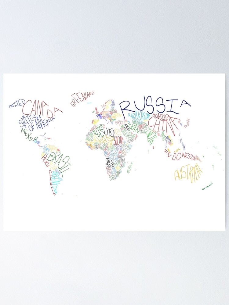 "World map of country names" Poster for Sale by alys-ff | Redbubble