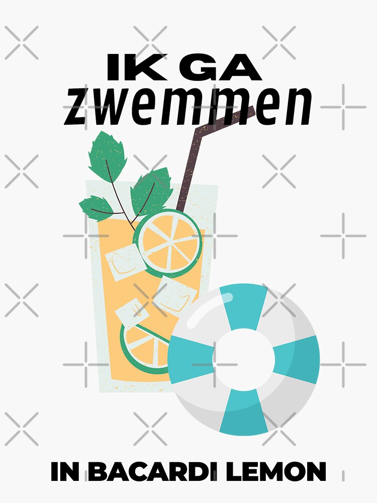 Pegatina «Ik ga zwemmen en Bacardi Lemon» de Zoef-Design | Redbubble