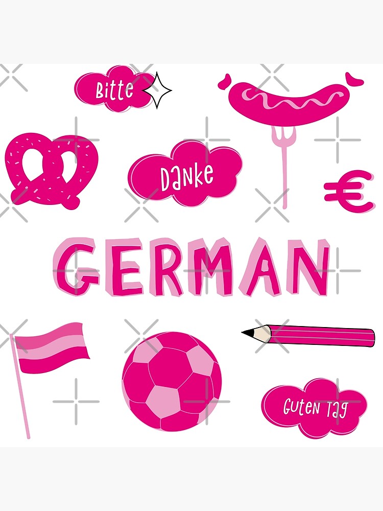 "Hot Pink German Language School Subject Sticker Pack" Poster for Sale ...