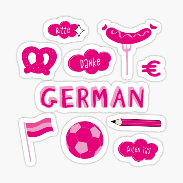"Hot Pink German Language School Subject Sticker Pack" Sticker for Sale ...