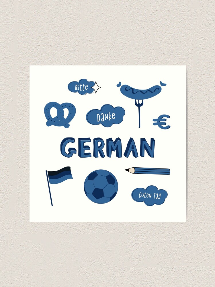 "Blue German Language School Subject Sticker Pack" Art Print for Sale ...