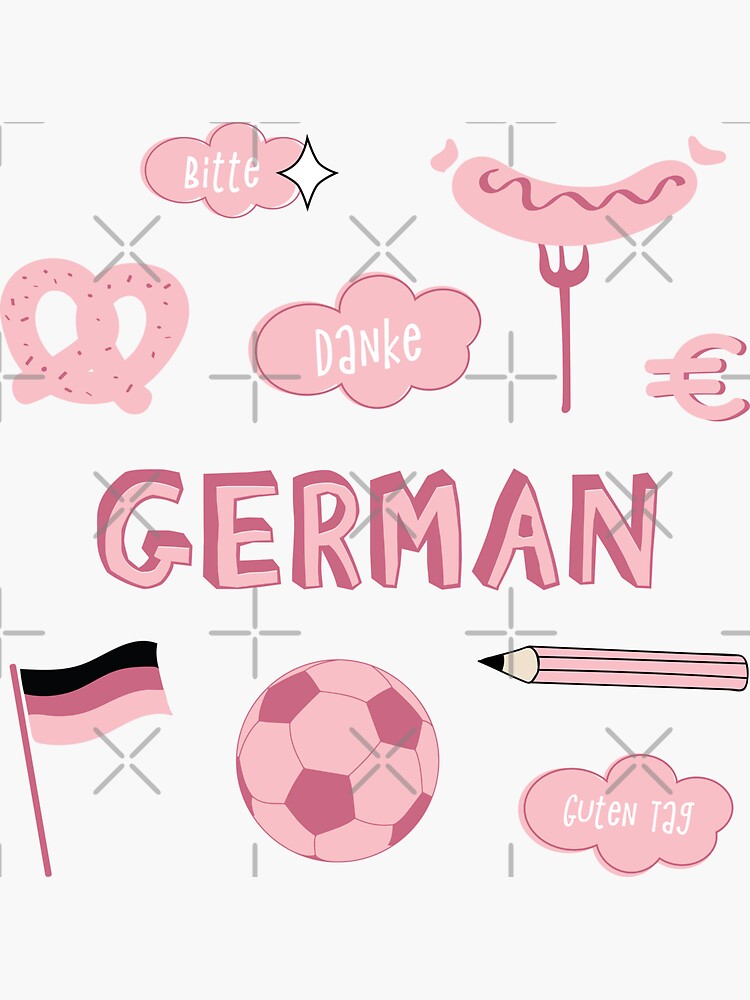 "Pink German Language School Subject Sticker Pack" Sticker for Sale by ...