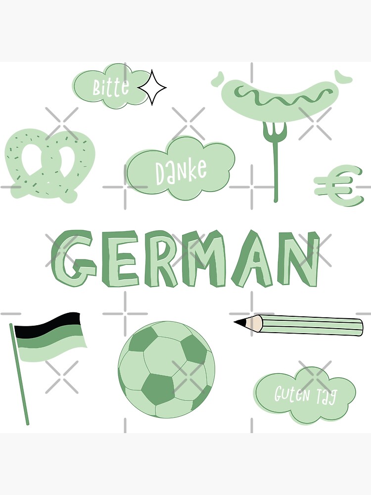 "Light Green German Language School Subject Sticker Pack" Poster for ...