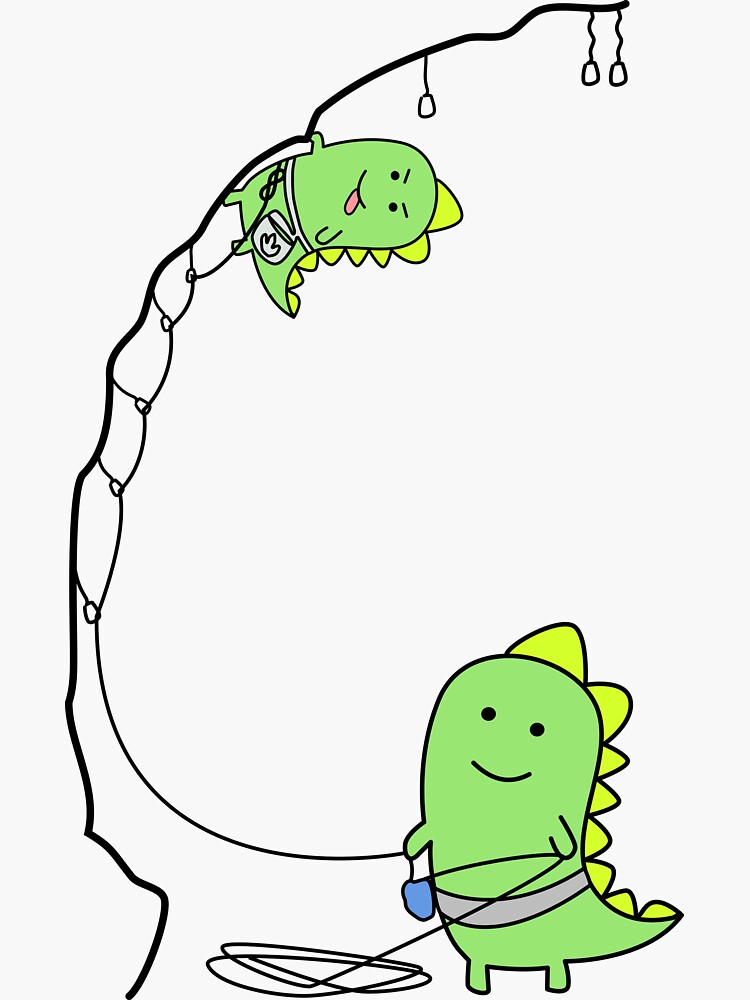 "Dinosaurs climbing on rock | Climbing" Sticker by designsbyMoiLS ...