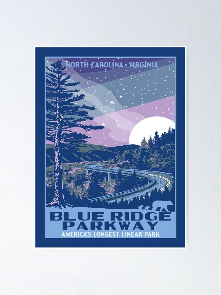 "Blue Ridge Parkway Original WPA Poster Style National Park Design ...