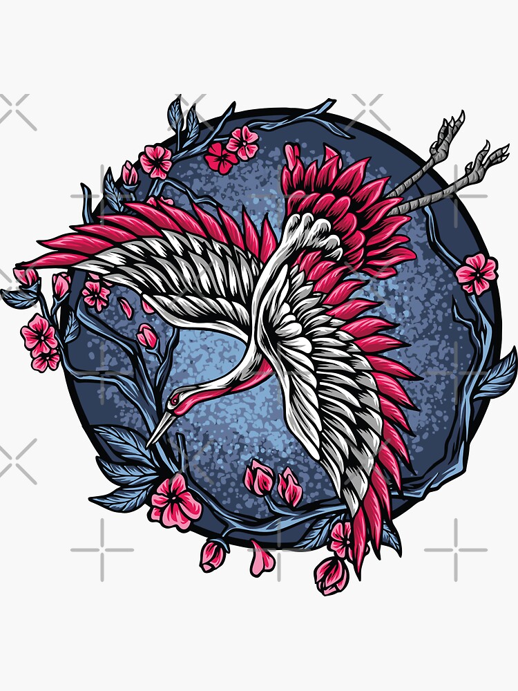 "Traditional Japanese Lucky Crane" Sticker for Sale by EpicArtz | Redbubble