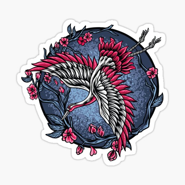 "Traditional Japanese Lucky Crane" Sticker for Sale by EpicArtz | Redbubble