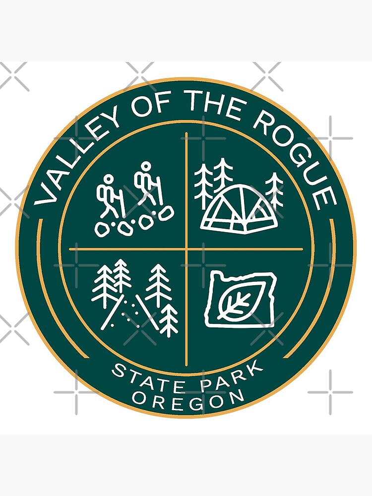 "Valley of the Rogue State Park Heraldic Logo" Art Print for Sale by ...