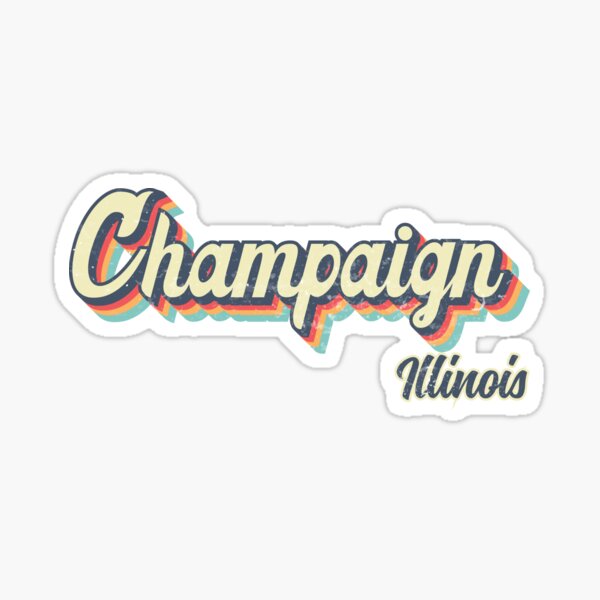 "Champaign City Illinois Retro Vintage 70s rainbow" Sticker for Sale by ...