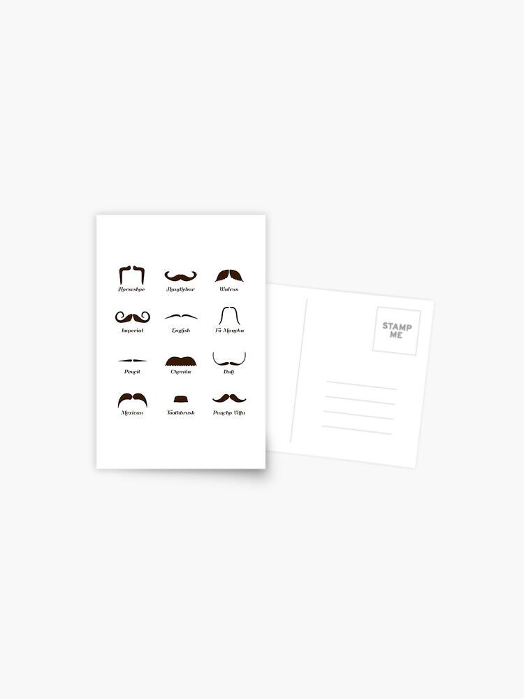 "Mustache Style Identification Chart" Postcard for Sale by TheShirtYurt ...