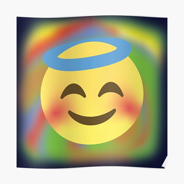 Póster «Sonrisa y emoji tímido | Angel | Emoji angelical | Emoji de ...