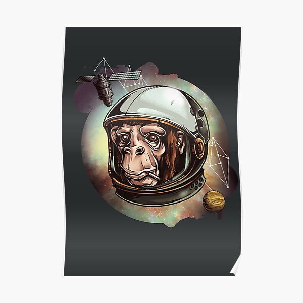 "Space Monkey | Astro Chimpanzee " Poster for Sale by Thriresha | Redbubble