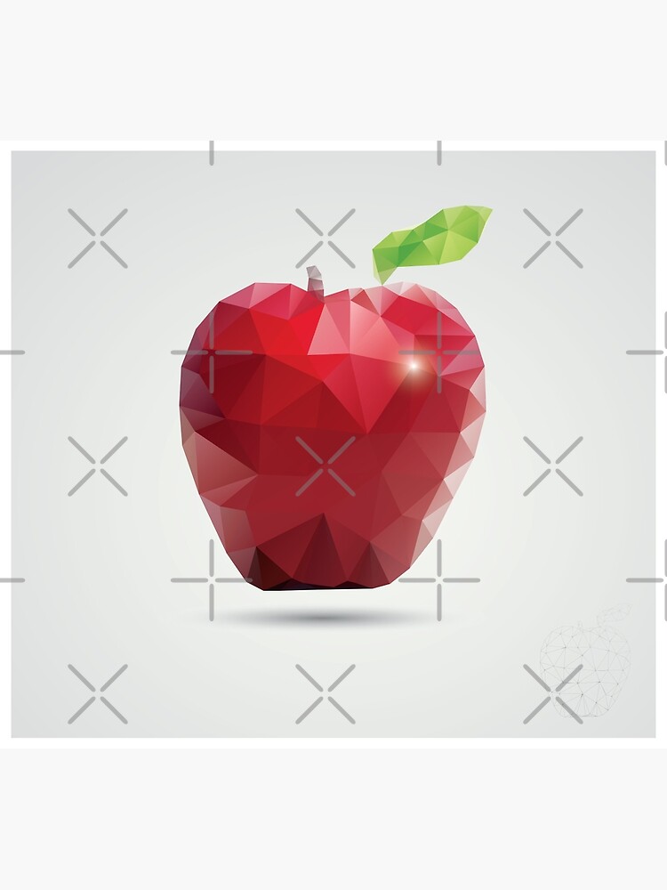 "Geometric polygonal fruit, triangles, apple" Metal Print for Sale by ...
