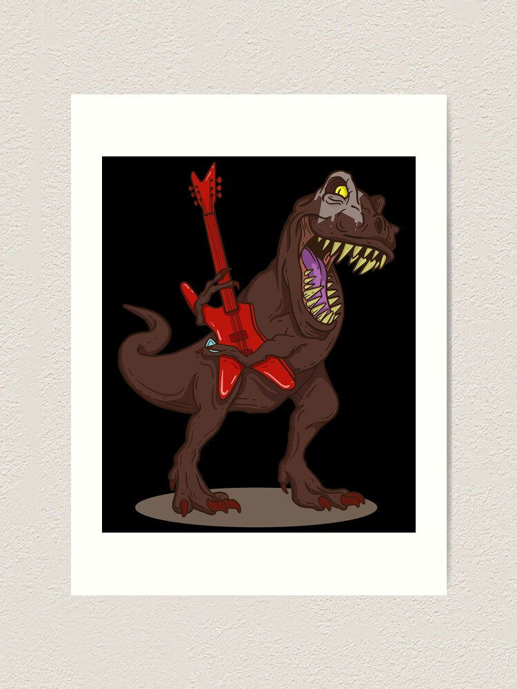 "Rock music t rex dinosaur with guitar punk rock" Art Print by Luxara1 ...