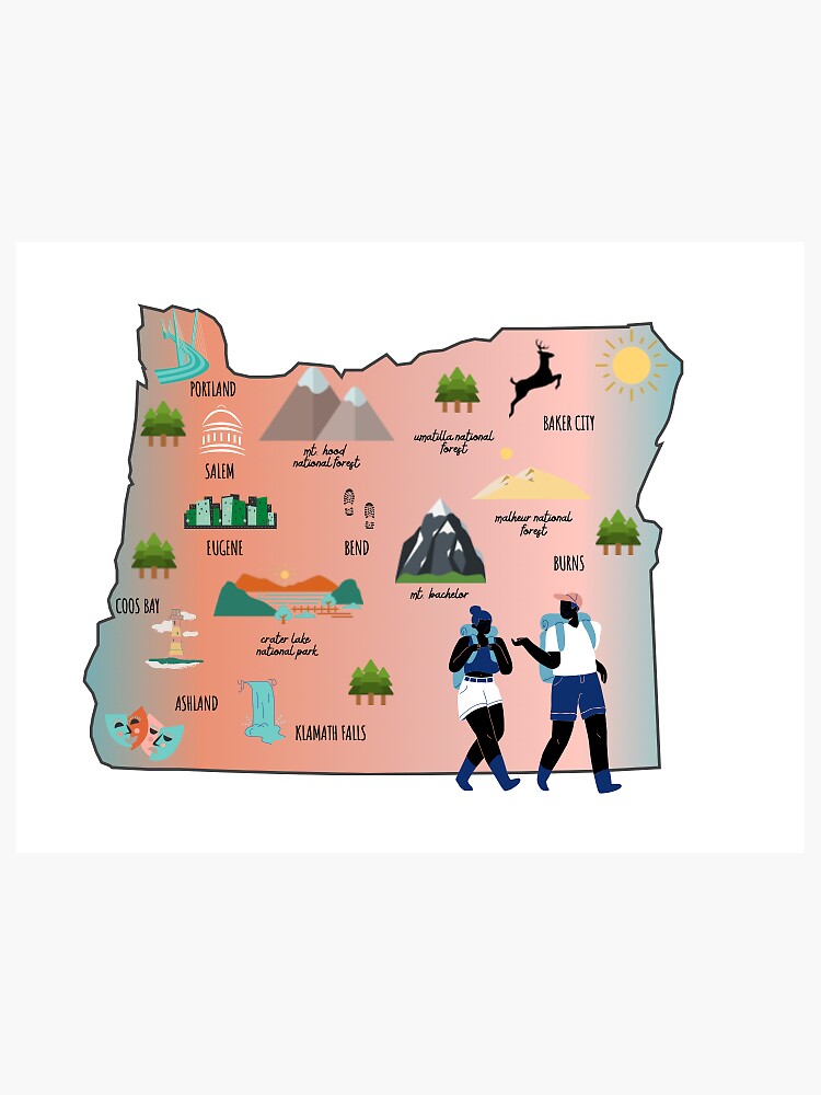"Iconic Oregon Landmarks" Sticker for Sale by CascaraDesigns | Redbubble