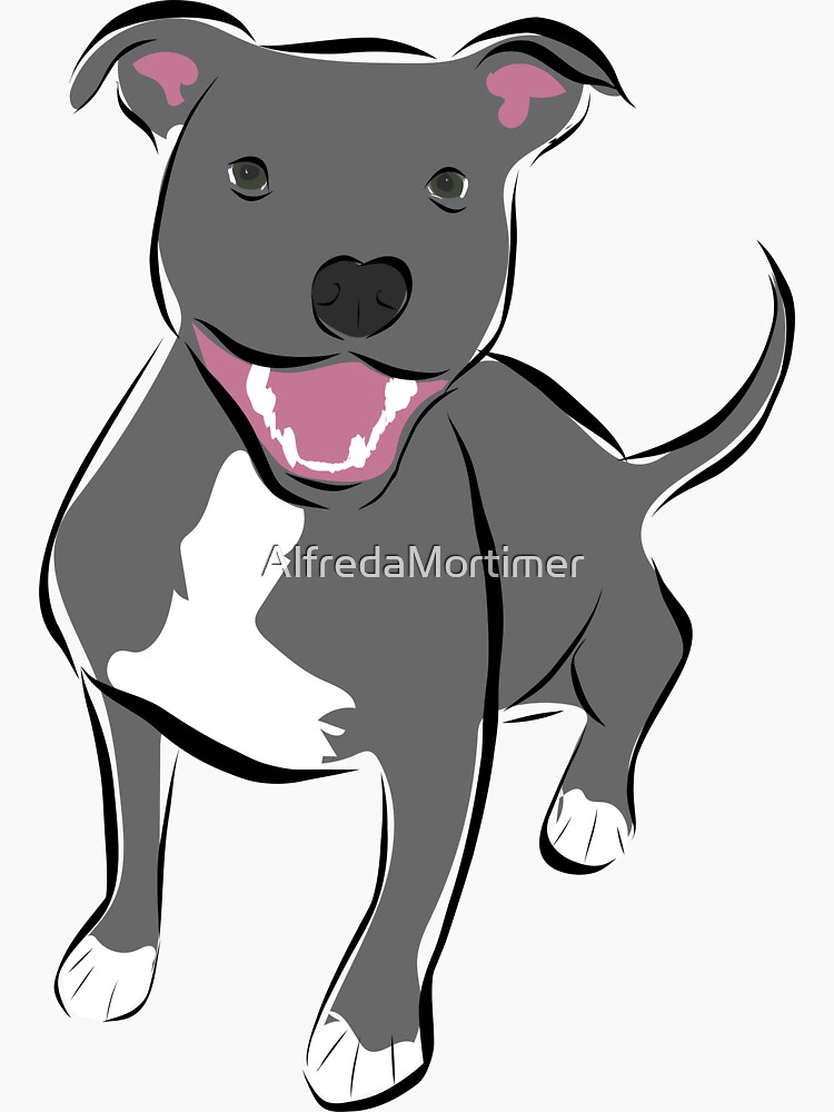 "Smiling Pitbull" Sticker for Sale by AlfredaMortimer | Redbubble