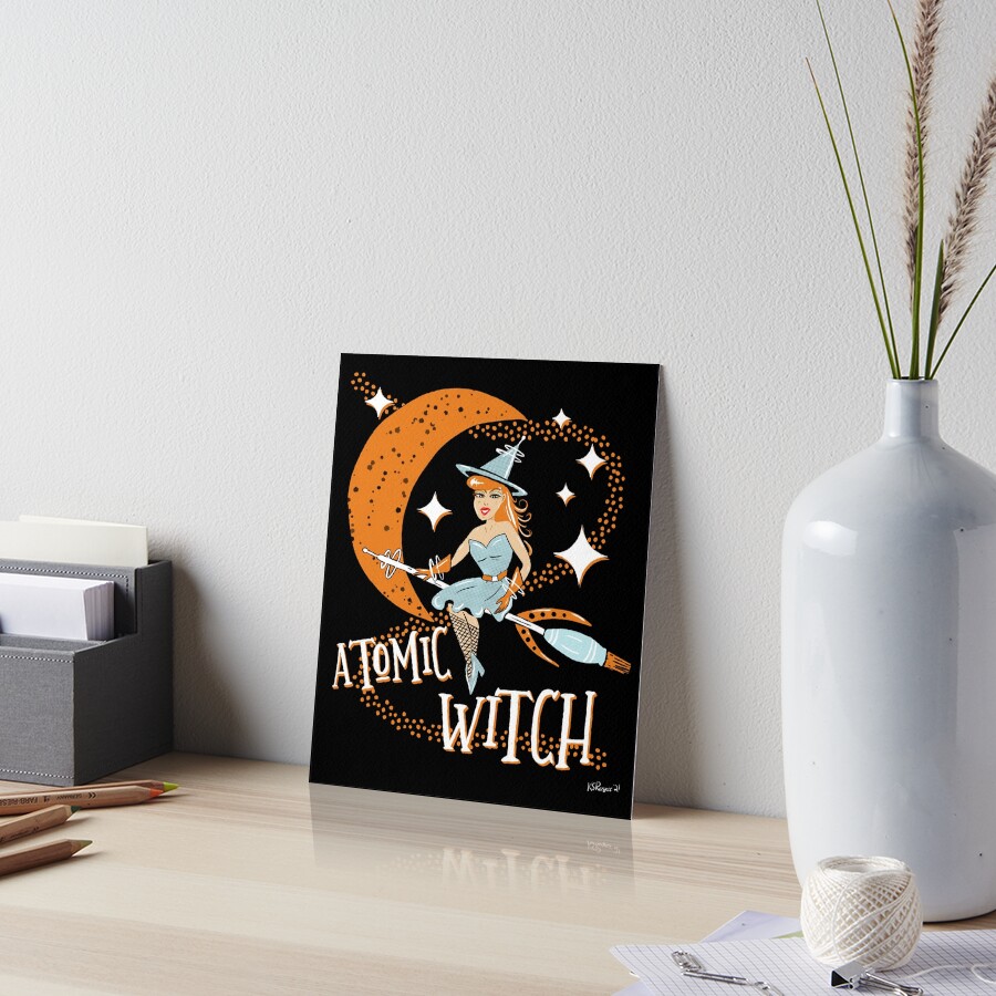 "Atomic Witch Retro Vintage Pinup Girl Halloween" Art Board Print for ...
