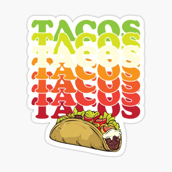 "Retro Taco" Sticker by GeorgeArutledg | Redbubble