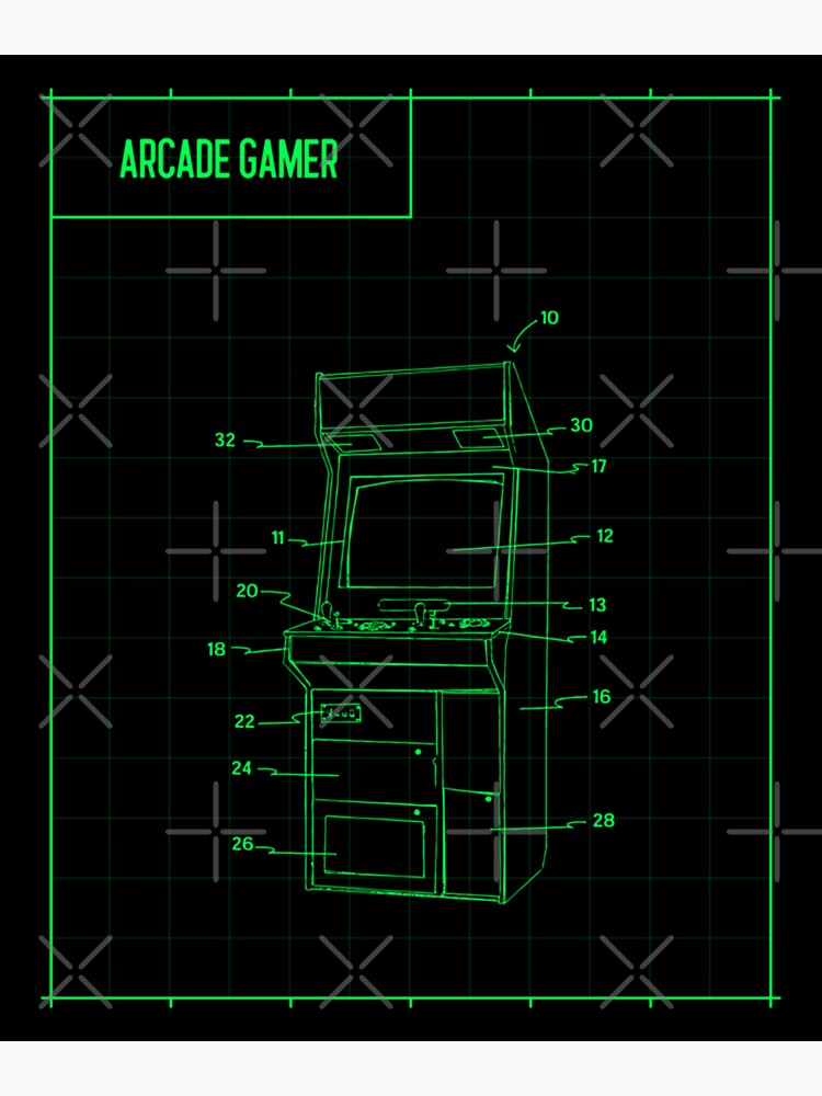 "Arcade Cabinet Blueprint" Sticker for Sale by HayesBrosLLC | Redbubble