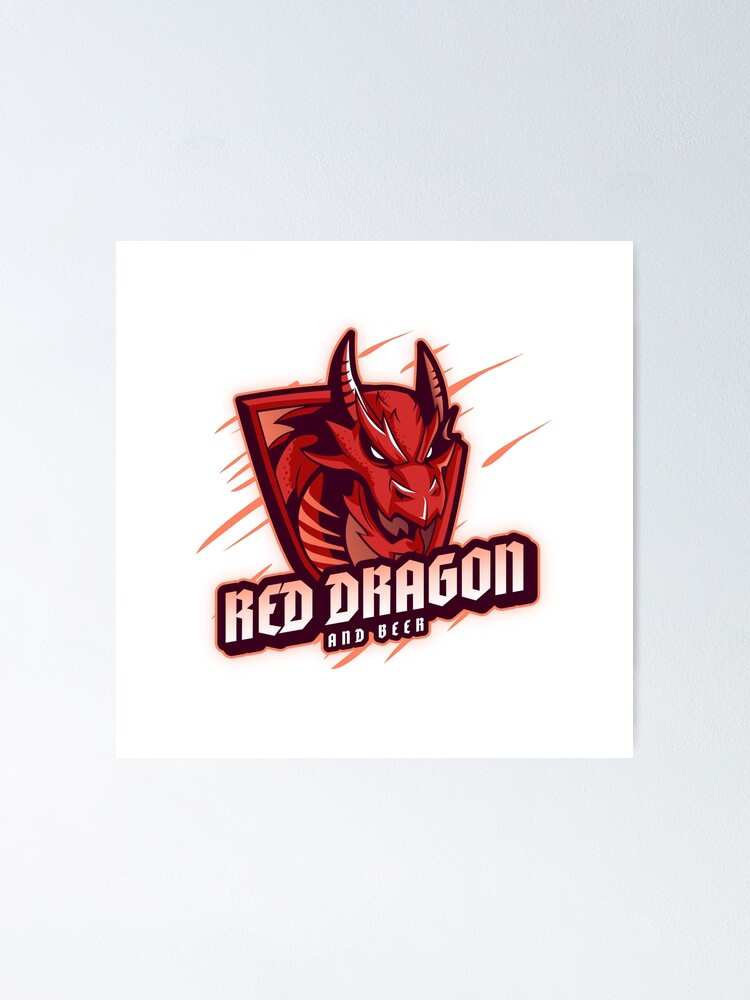 Poster « t-shirt dragon rouge et bière, t-shirts dragon barbu rouge et ...