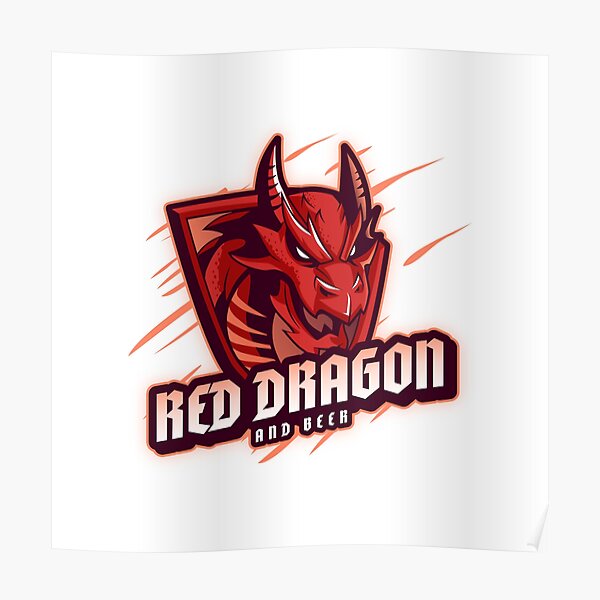 Poster « t-shirt dragon rouge et bière, t-shirts dragon barbu rouge et ...