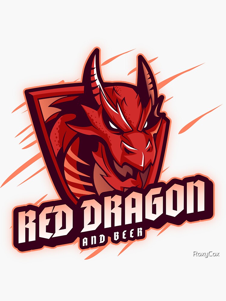 Pegatina «camiseta de dragón rojo y cerveza, camisetas de dragón ...