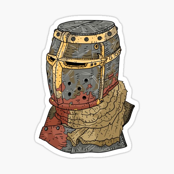 "battle worn medieval crusader helmet." Sticker for Sale by ...