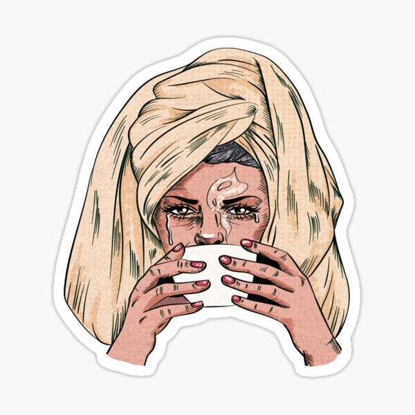 "women crying and drinking coffee" Sticker for Sale by medhar07 | Redbubble