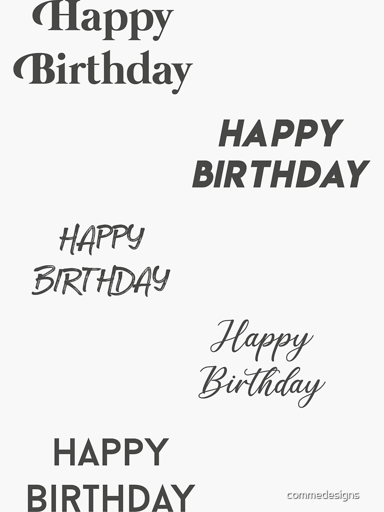 "Happy Birthday set of 5" Sticker for Sale by commedesigns | Redbubble