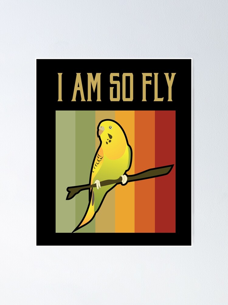 "I am so Fly Retro Vintage Budgie Lover Budgerigar Parakeet " Poster ...