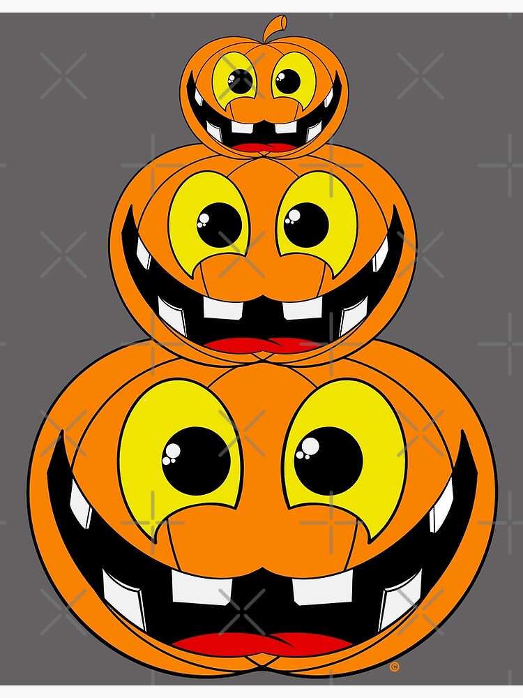 "HALLOWEEN STACKED CARTOON PUMPKINS" Poster for Sale by CelebraToons ...