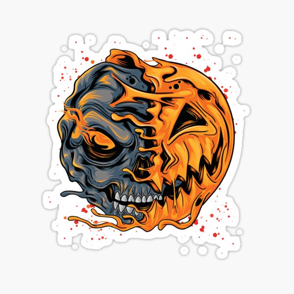 "Half Pumpkin Half Skull" Sticker for Sale by darikamc | Redbubble