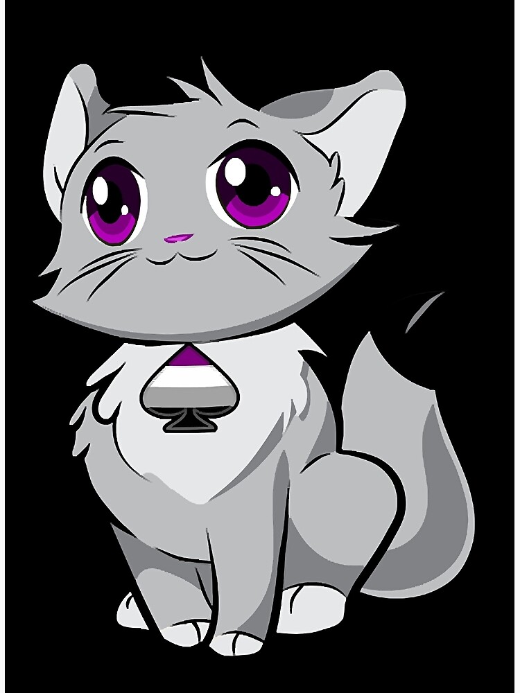Asexual Pride Flag Ace Of Spades Kawaii Cat Poster For Sale By