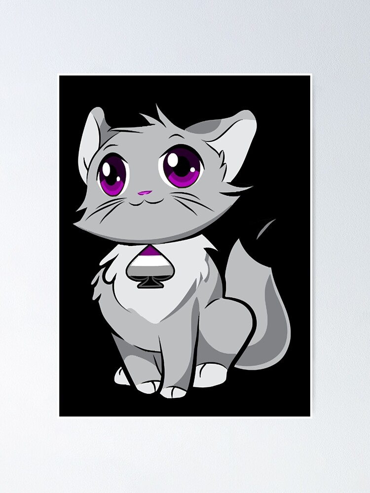 Asexual Pride Flag Ace Of Spades Kawaii Cat Poster For Sale By