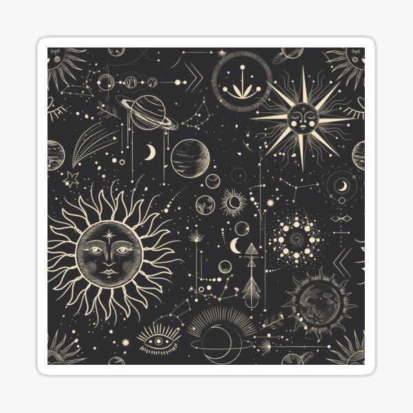 "Roses Pattern: Sun & Moon Celestial Aesthetic" Sticker for Sale by BedofPinkRoses | Redbubble