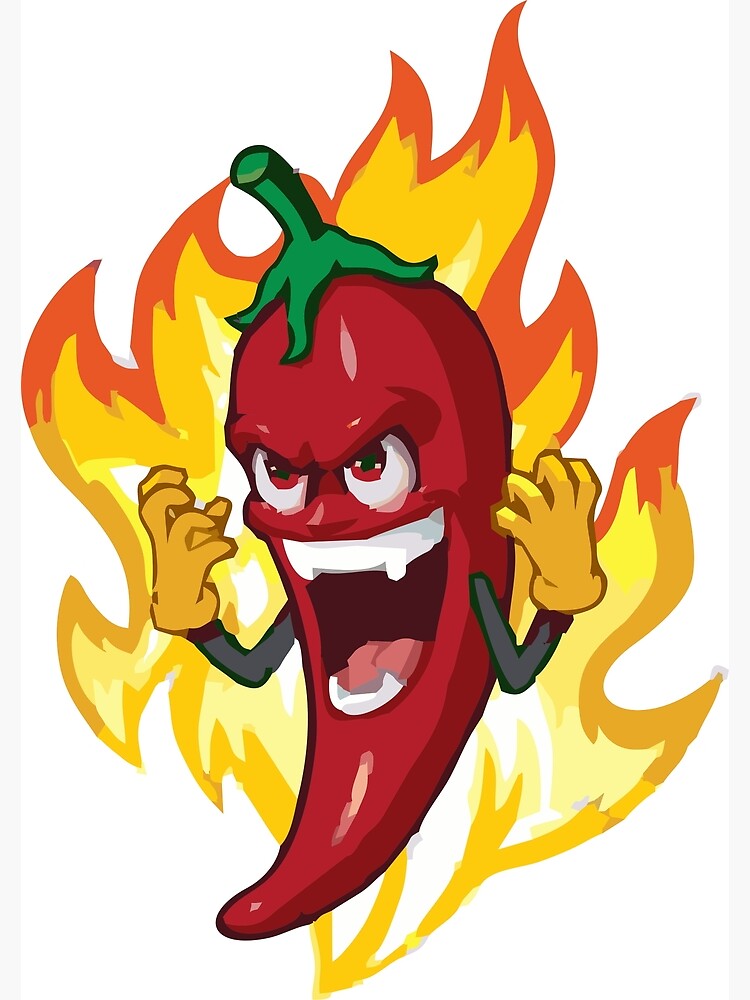 "Cartoon Chilli in Fire" Art Print for Sale by K-Cloth | Redbubble
