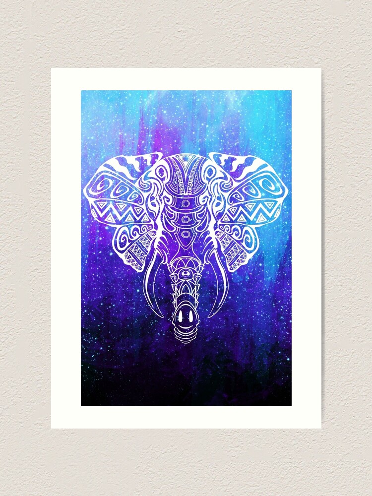 "Cosmic Elephant: Spiritual Space Mosaic" Art Print for Sale by ...