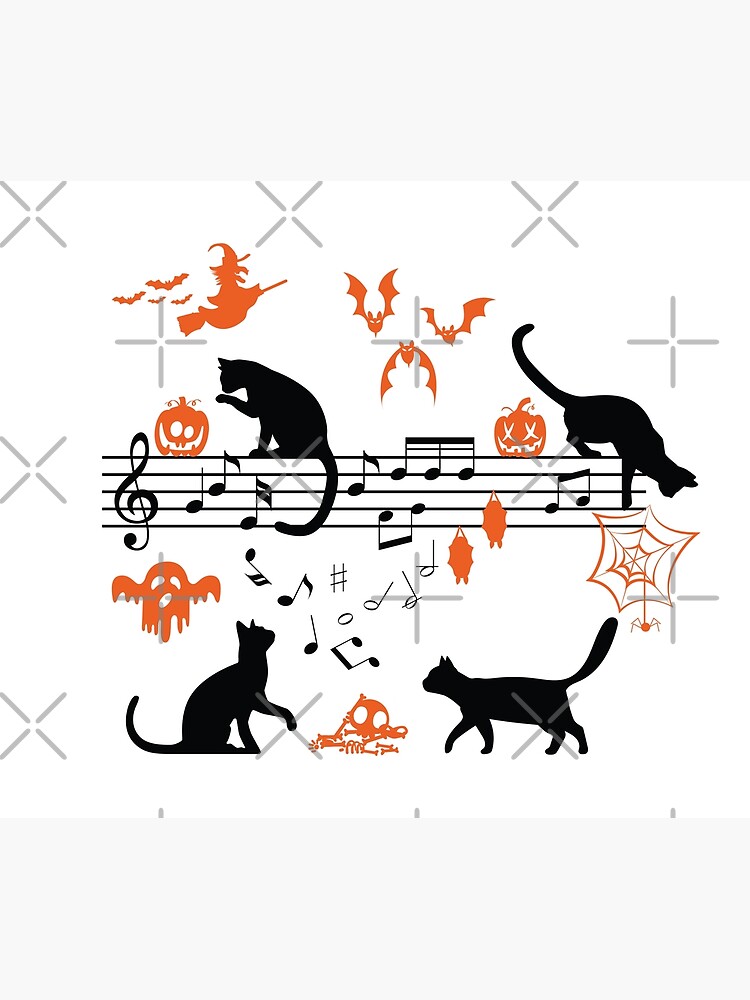 "Halloween Spooky and Scary Cats Playing Music Notes" Poster for Sale ...
