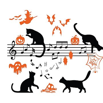 "Halloween Spooky and Scary Cats Playing Music Notes" Poster for Sale ...