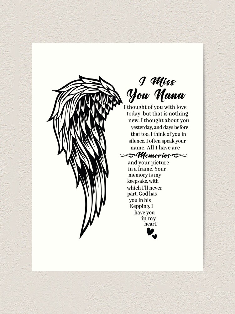 "Memorial Svg, I Miss You Nana, Heart Svg, Angel Wings Svg, In Loving ...
