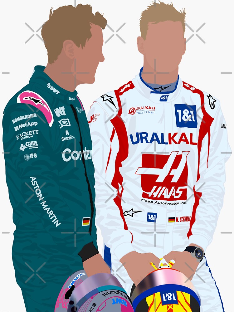 "Sebastian Vettel & Mick Schumacher" Sticker von noellesmith22 | Redbubble