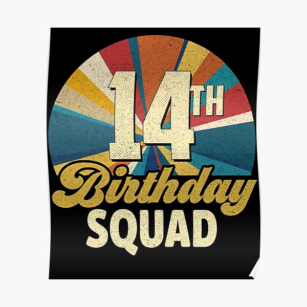 "Retro Vintage Style 1961 14th Birthday Squad 14 Years Old" Poster for ...