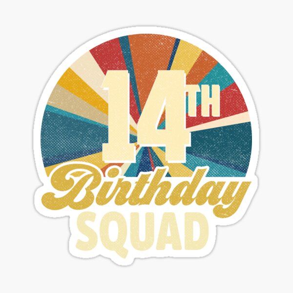 "Retro Vintage Style 1961 14th Birthday Squad 14 Years Old" Sticker for ...