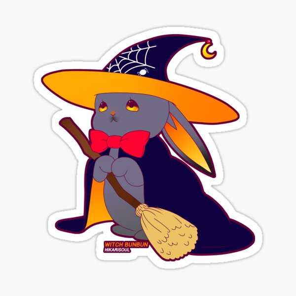 "Bun-O-ween: Witch Bun" Sticker by Hikarisoul | Redbubble