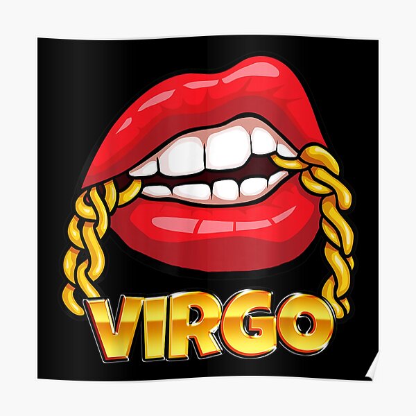 "Juicy Lips Gold Chain Virgo Zodiac Sign" Poster by danielleclh | Redbubble