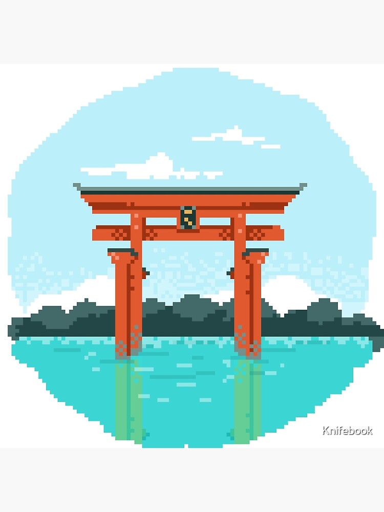 Torii Gate Pixel Art Premium Matte Vertical Poster