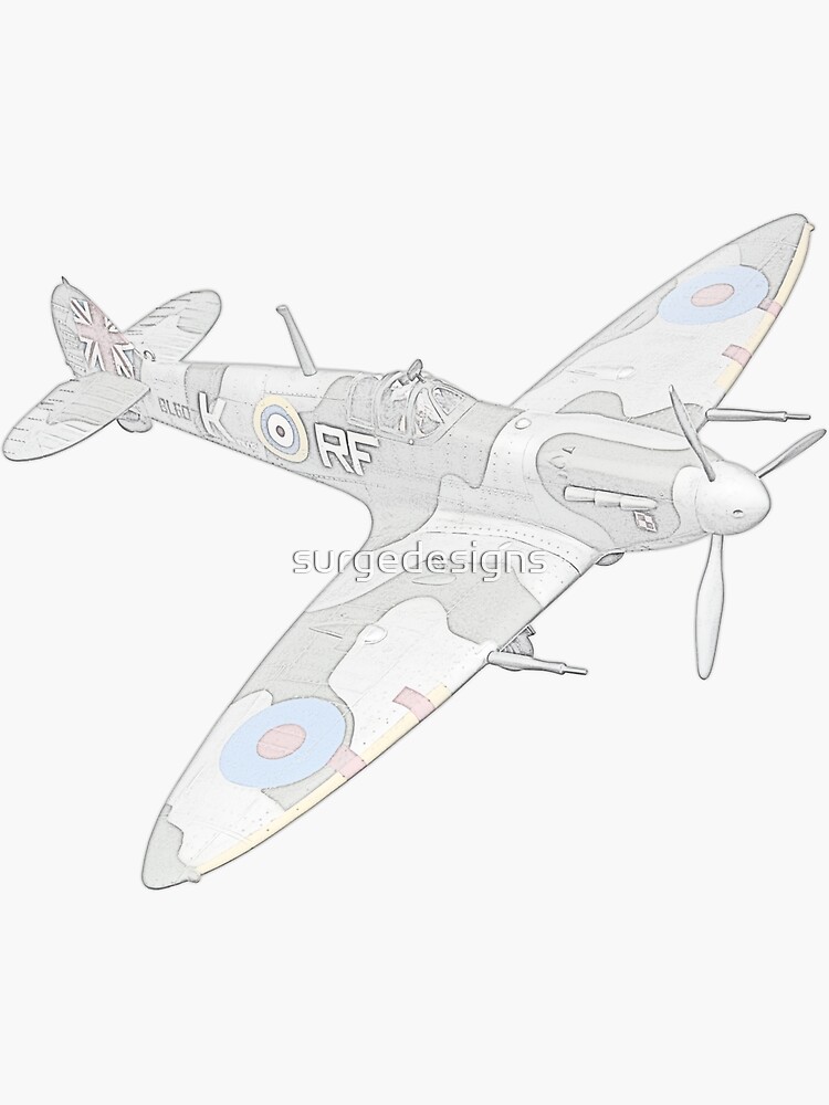 "1936 WWII Spitfire Fighter Airplane" Sticker by surgedesigns | Redbubble