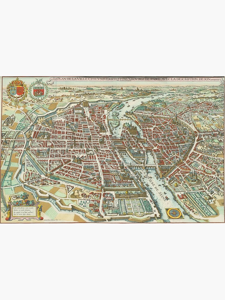 Lámina fotográfica «Mapa pictórico vintage de París (1615)» de ...