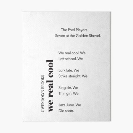 "We Real Cool | Gwendolyn Brooks | Poem | Teenagers | Rebel ...